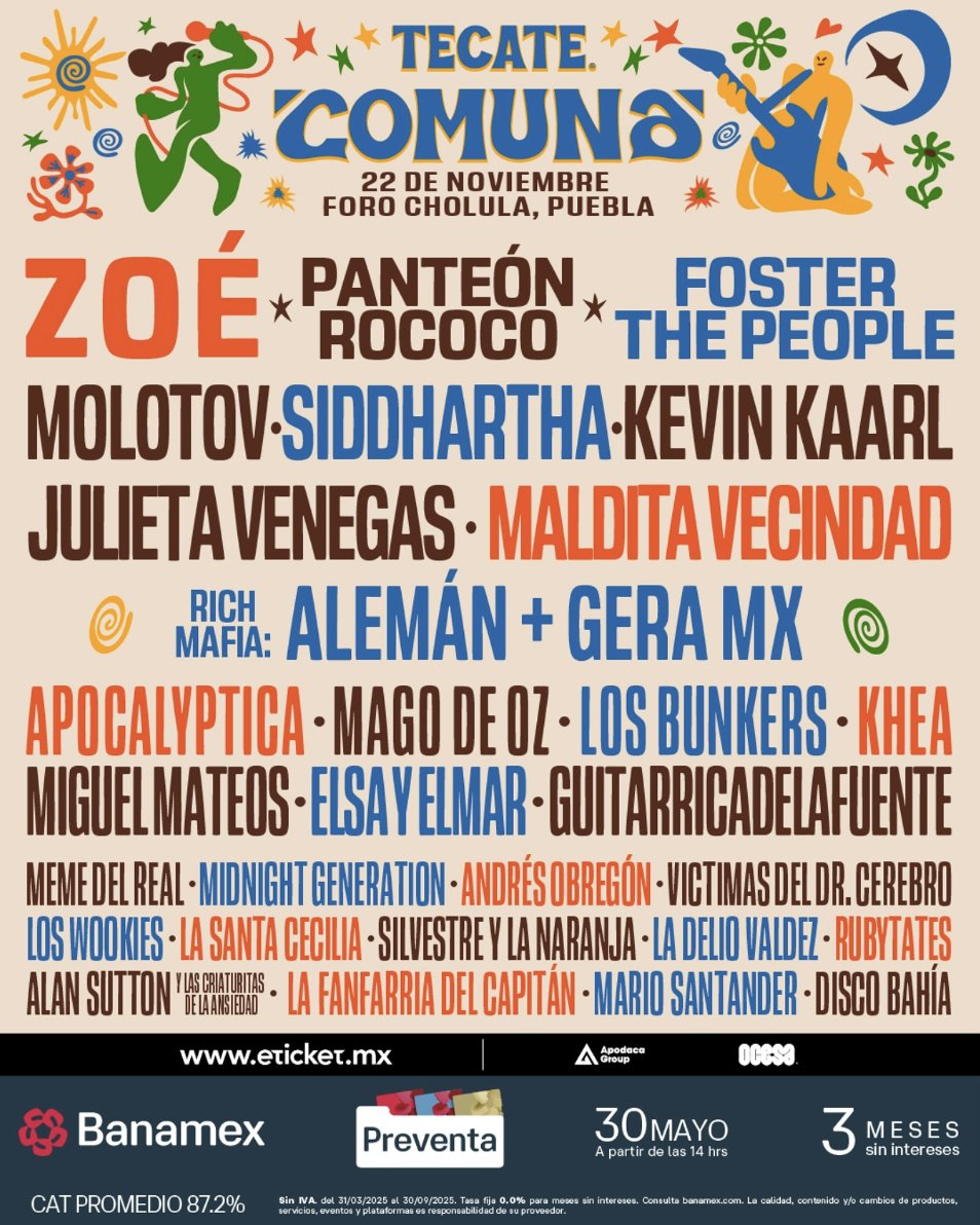 Tecate Comuna 2025: Fechas, cartel y boletos - Digger.mx